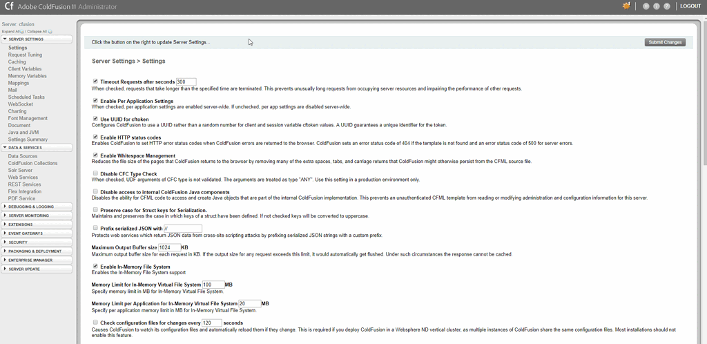 How to Get a ColdFusion Server Settings Summary - ColdFusion - Hostek Community